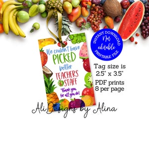 Teacher and Staff Appreciation Tags, PRINTABLE Tags, INSTANT Download ...