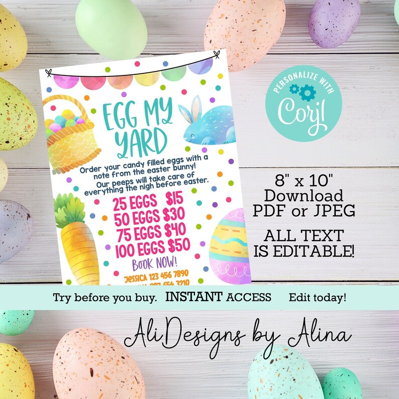 Egg My Yard Flyer, EDITABLE Template, Printable Poster, PTA PTO, Easter ...