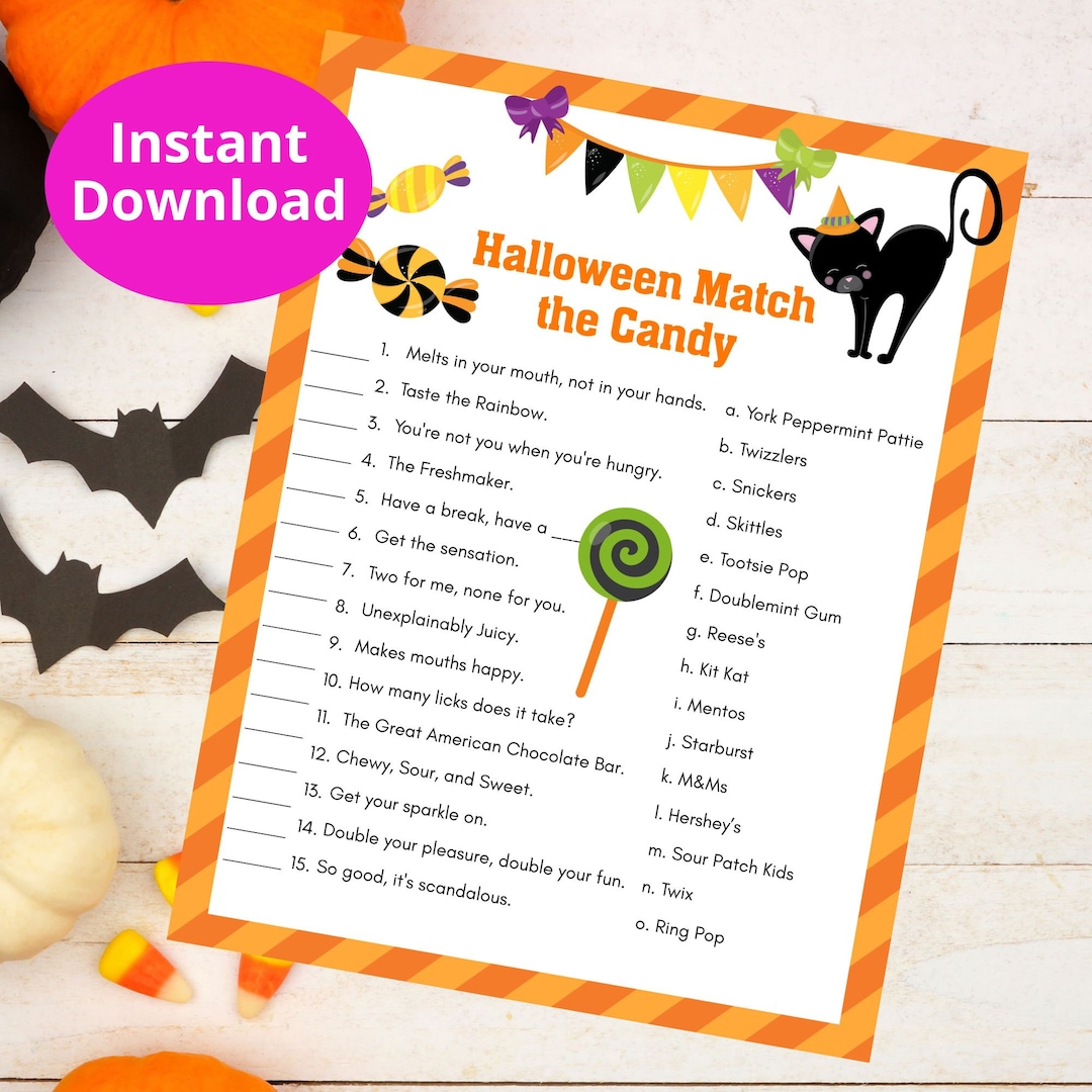 Halloween Match the Candy Printable Game, Instant Download, Halloween ...