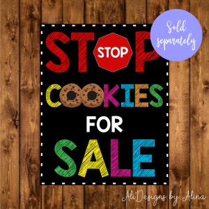 Cookie Booth Printable Sign, Girl Cookie Sales, Stop for Cookies Sign ...