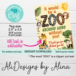 Safari Teacher Appreciation Week Calendar Zoo Without You EDITABLE ...