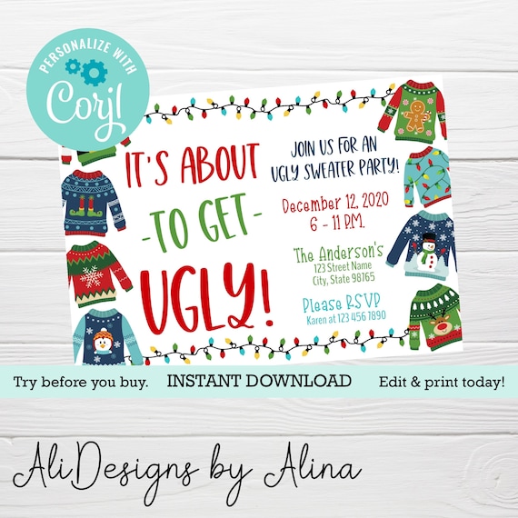 Ugly Christmas Sweater Invitation Template