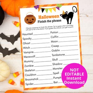Halloween Finish the Phrase Printable Game | Spooky Activity for Kids ...