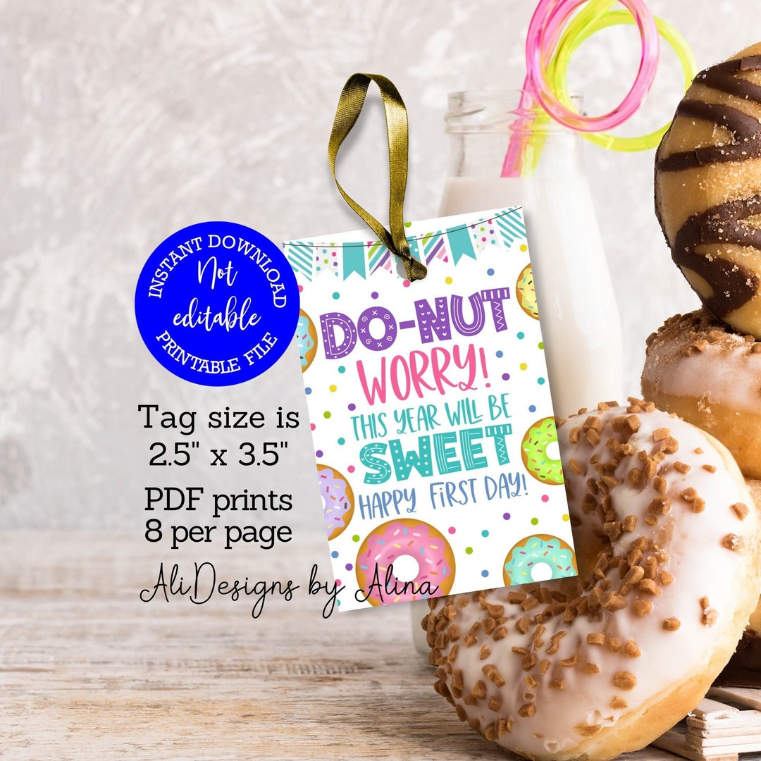 Donut Back to School Tag, First Day of School, Open House, Pastries ...