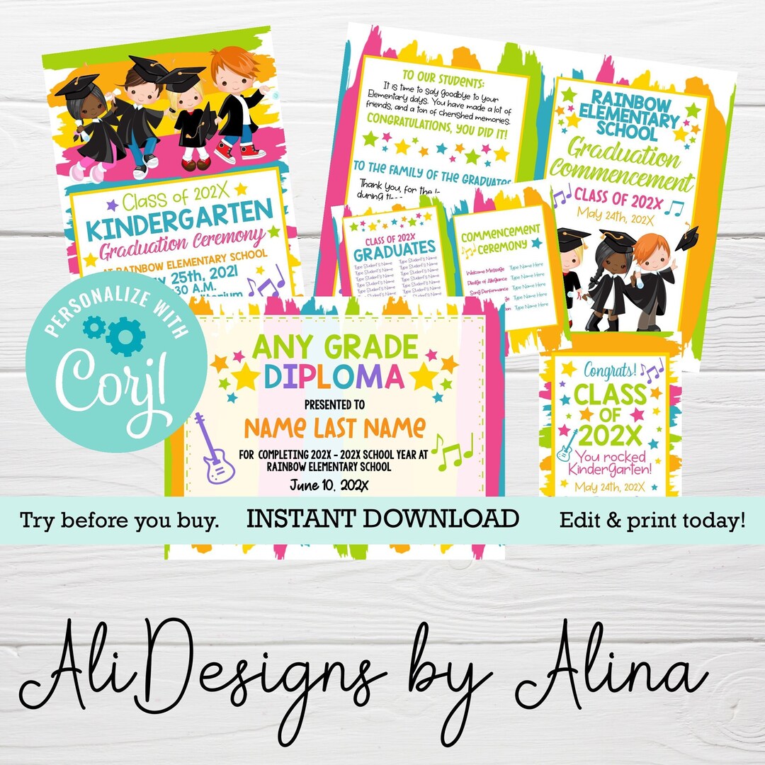Graduation Bundle, EDITABLE Templates, Digital Invitation, Commencement ...