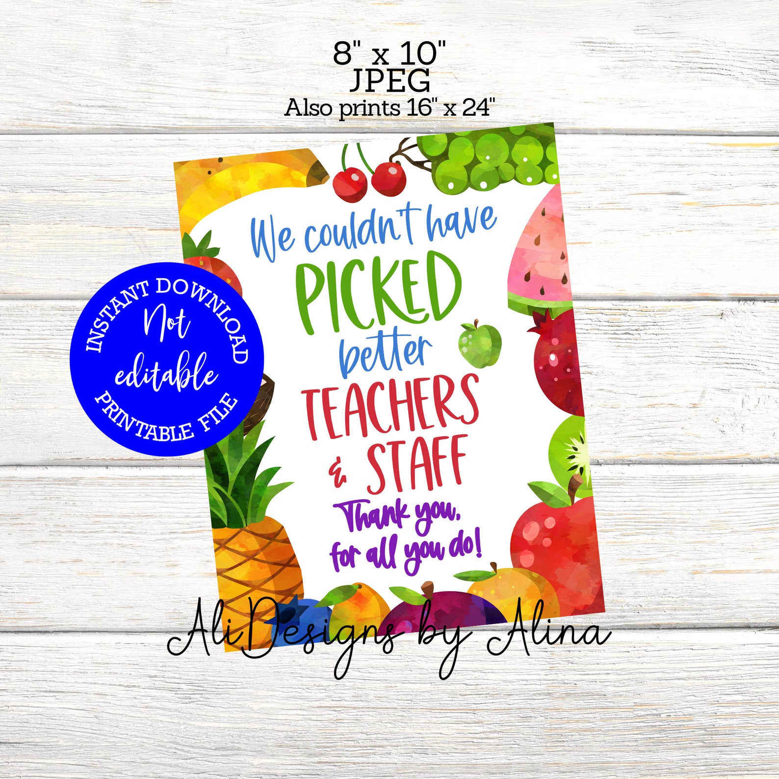 We Couldn't Have Picked Better Teachers and Staff PRINTABLE Sign ...