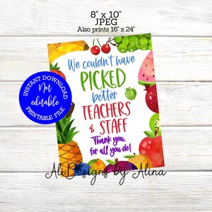 We Couldn't Have Picked Better Teachers and Staff PRINTABLE Sign ...