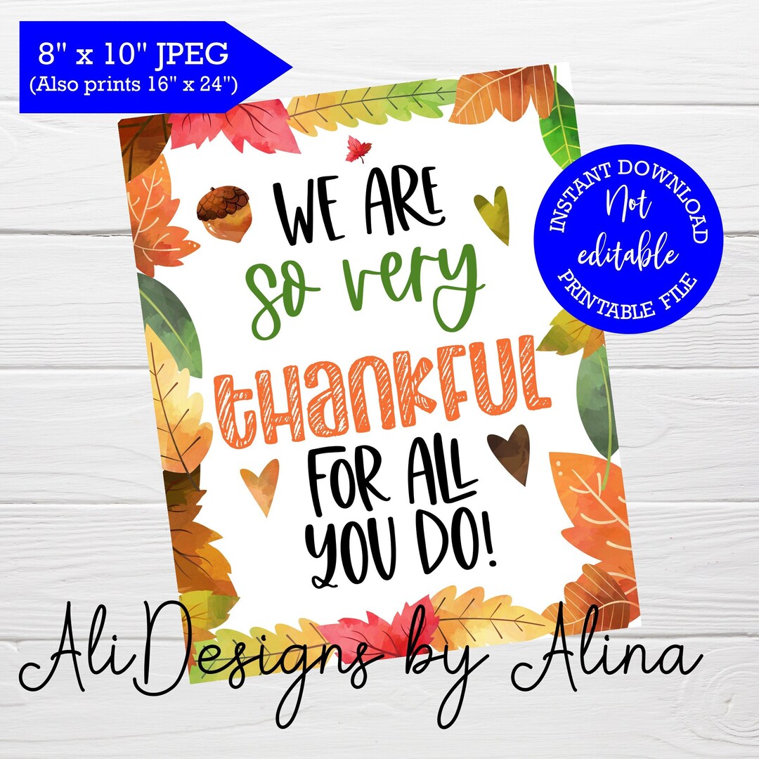 Thanksgiving Staff Appreciation Sign: Fall Printable (digital Download ...