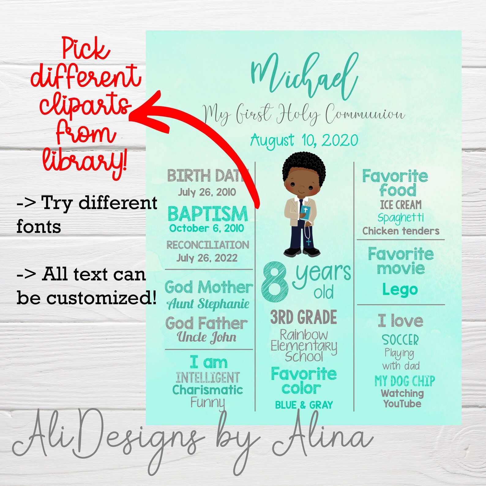 First Holy Communion Board DIGITAL Download EDITABLE - Etsy