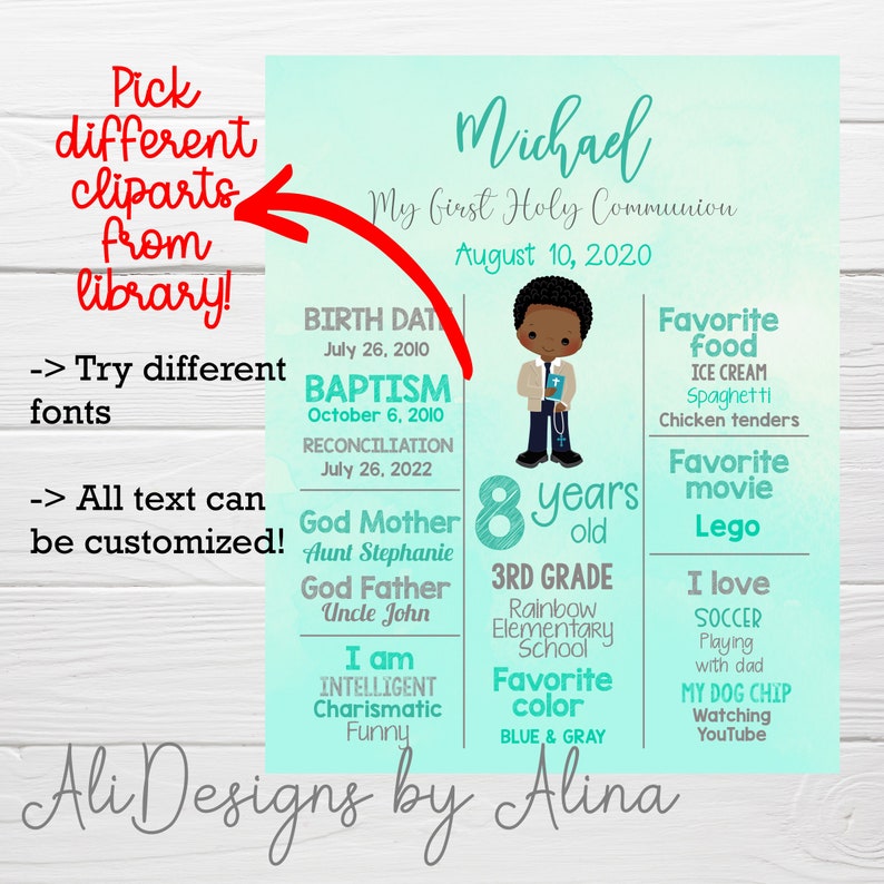 First Holy Communion Board DIGITAL Download EDITABLE - Etsy