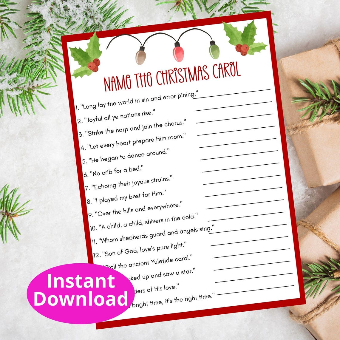 Name the Christmas Carol Printable Game, Christmas Songs Game, Holiday ...