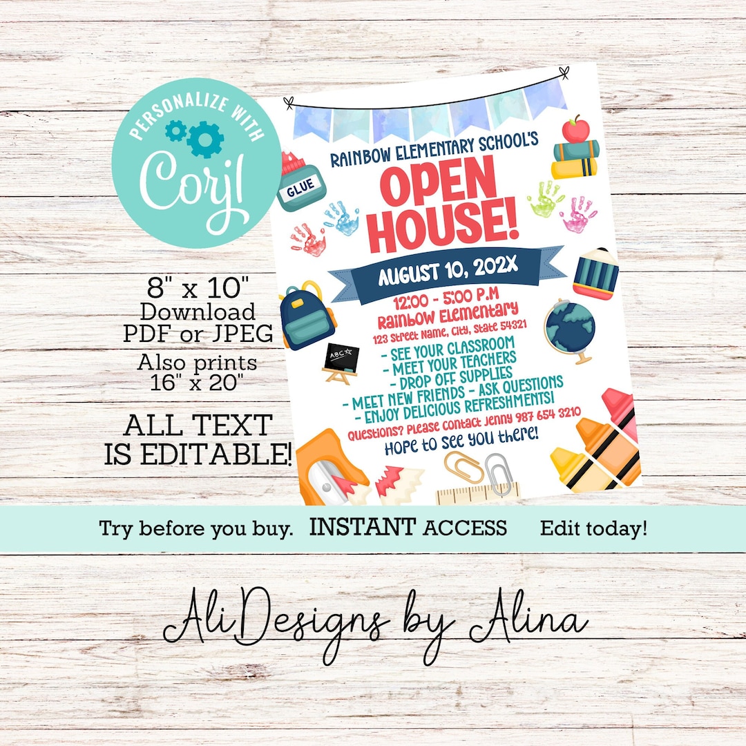 School Open House Flyer, PTA Event, Back to School Invitation (digital ...