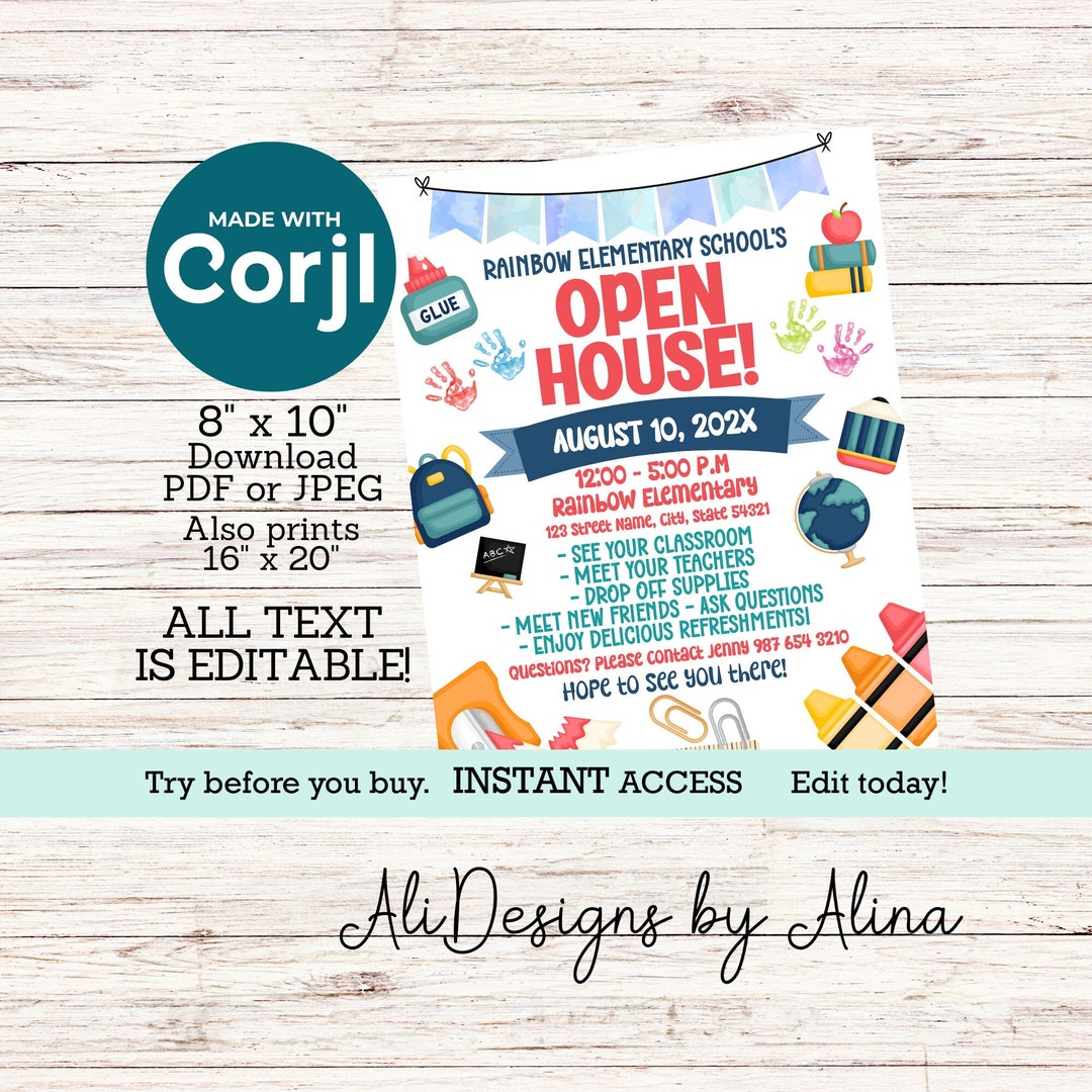 Back to School Open House Flyer ,PTA PTO Event, Meet the Teacher, Open ...