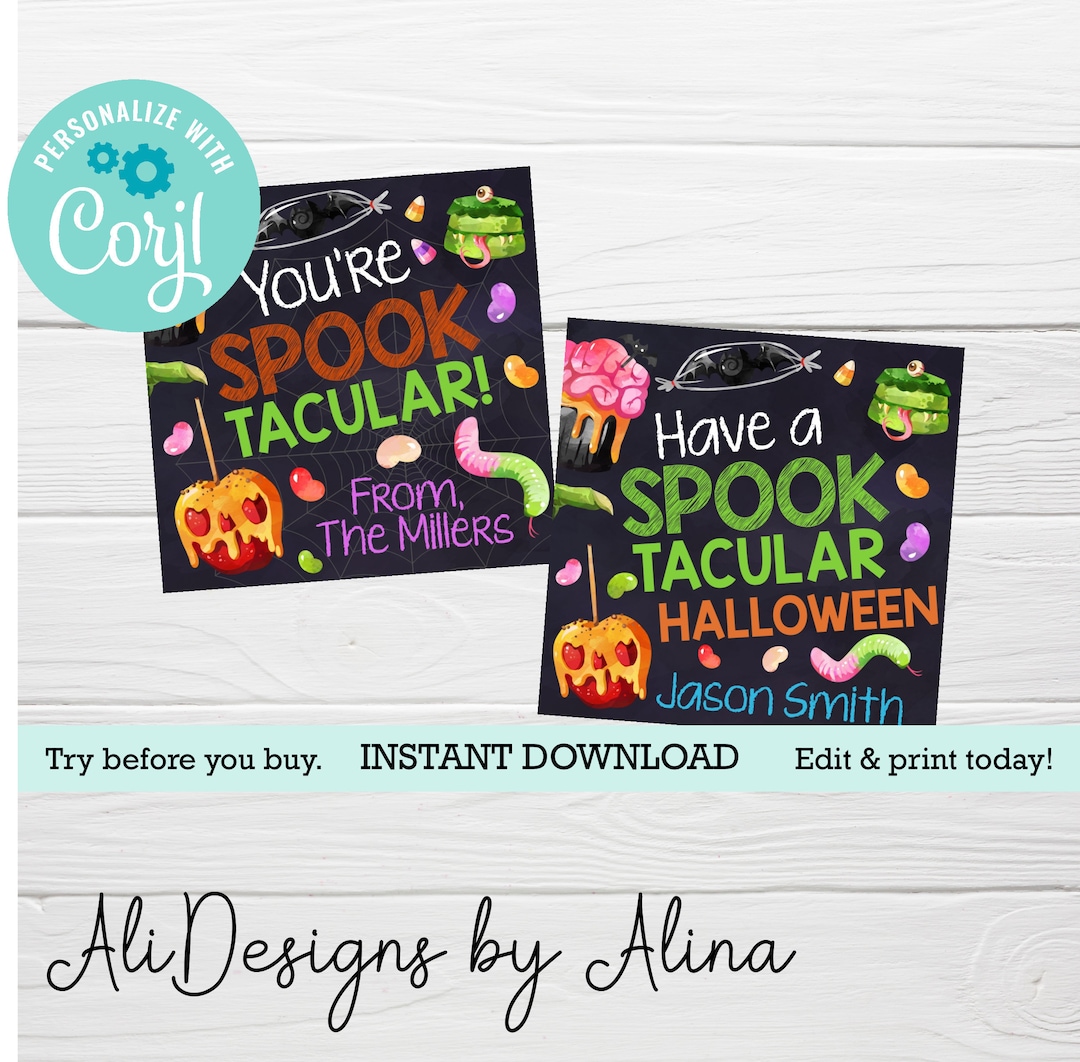 Halloween Favor Tags, EDITABLE Template, Digital Download, Printable ...