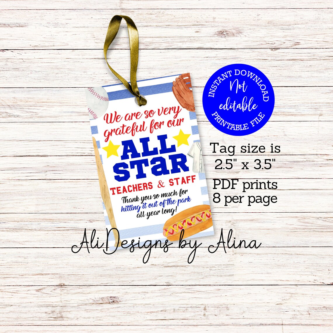 All Star Teachers and Staff, Appreciation Tags, Instant Download ...