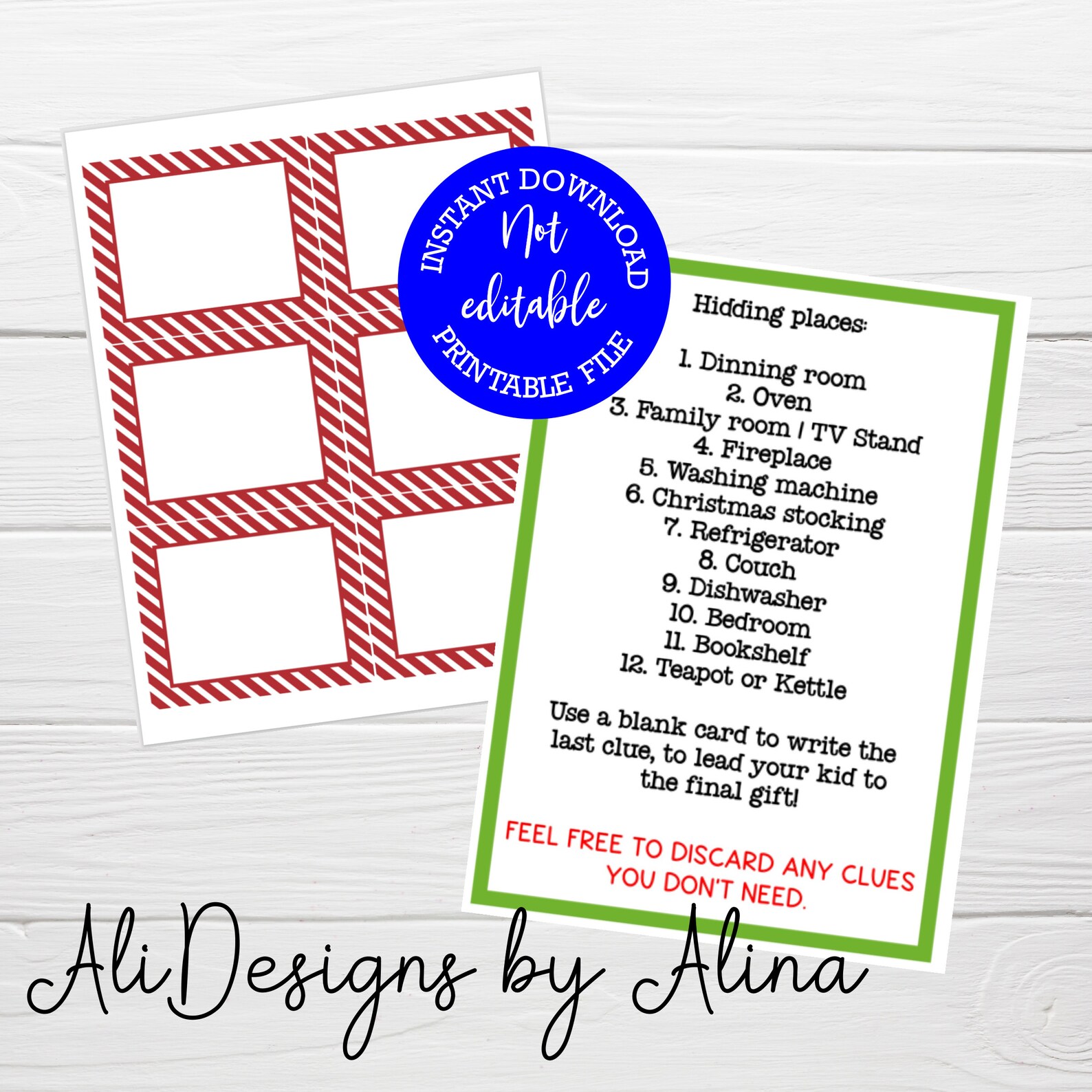 Christmas Scavenger Hunt for Kids Treasure Hunt PRINTABLE Clues ...