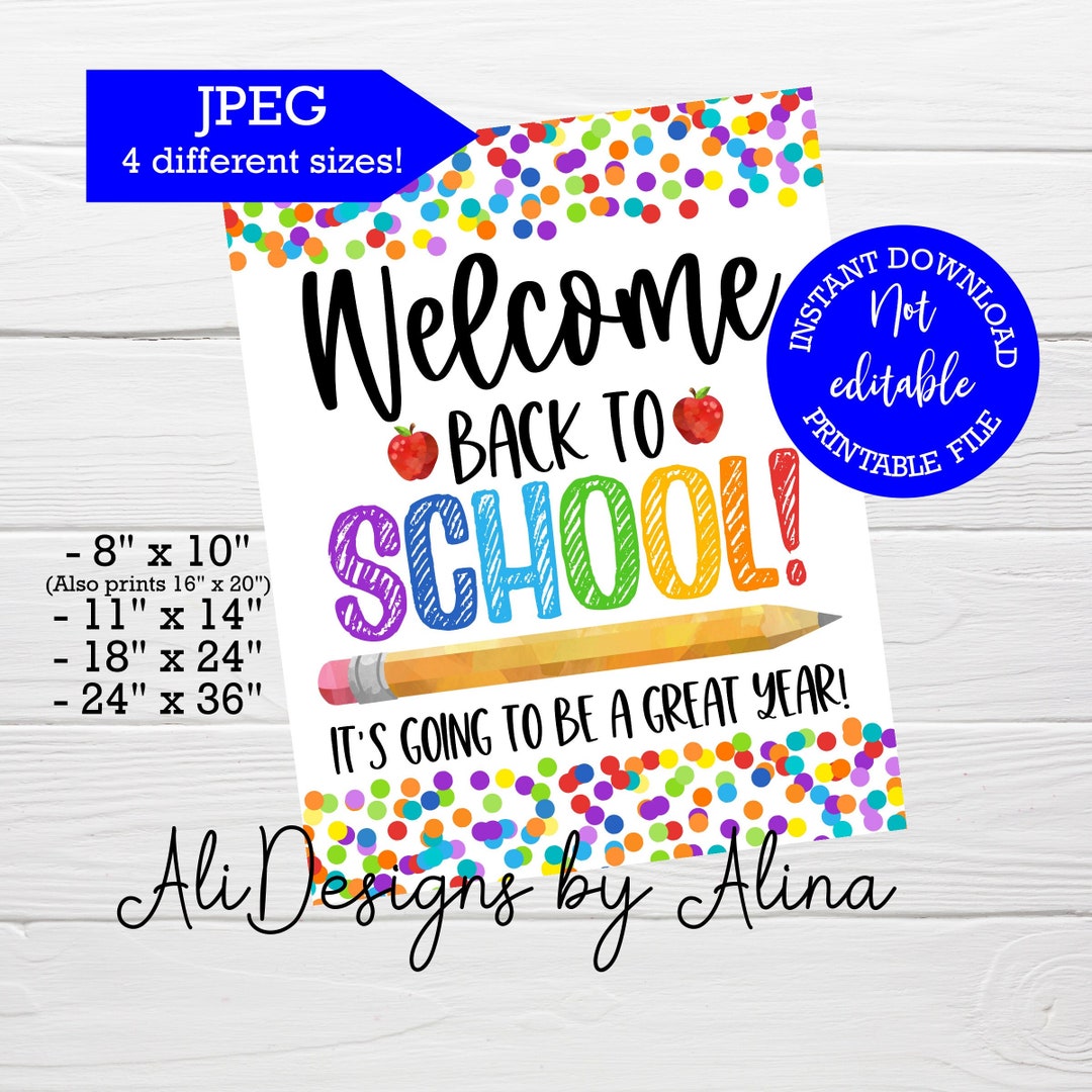 Welcome Back to School Printable Sign INSTANT Download - Etsy