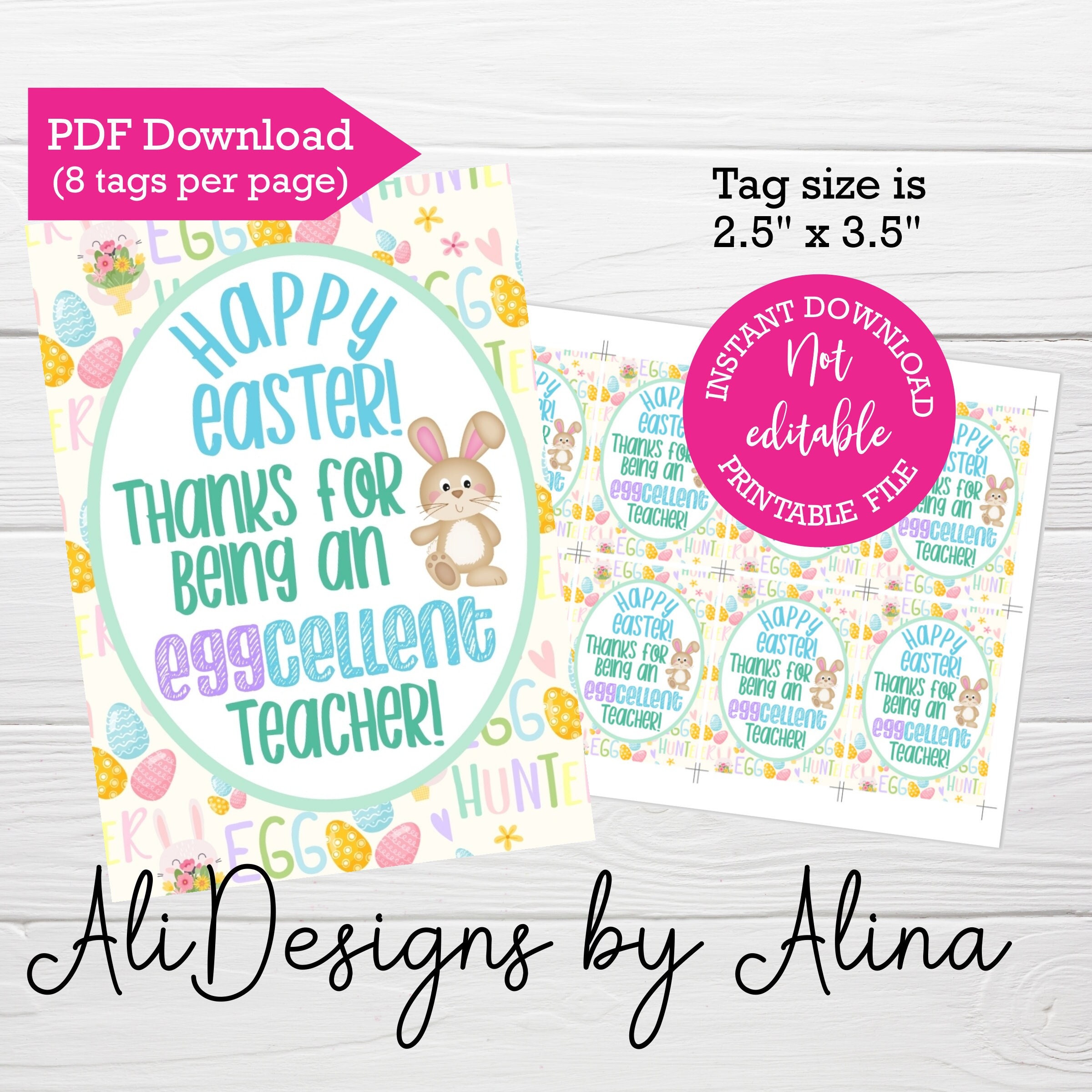 Easter Teacher Appreciation Tags, Thanks for Being an Eggcellent ...