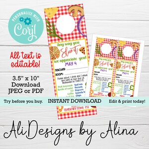 Pizza Theme Teacher Appreciation Week Calendar, Room Service Form ...