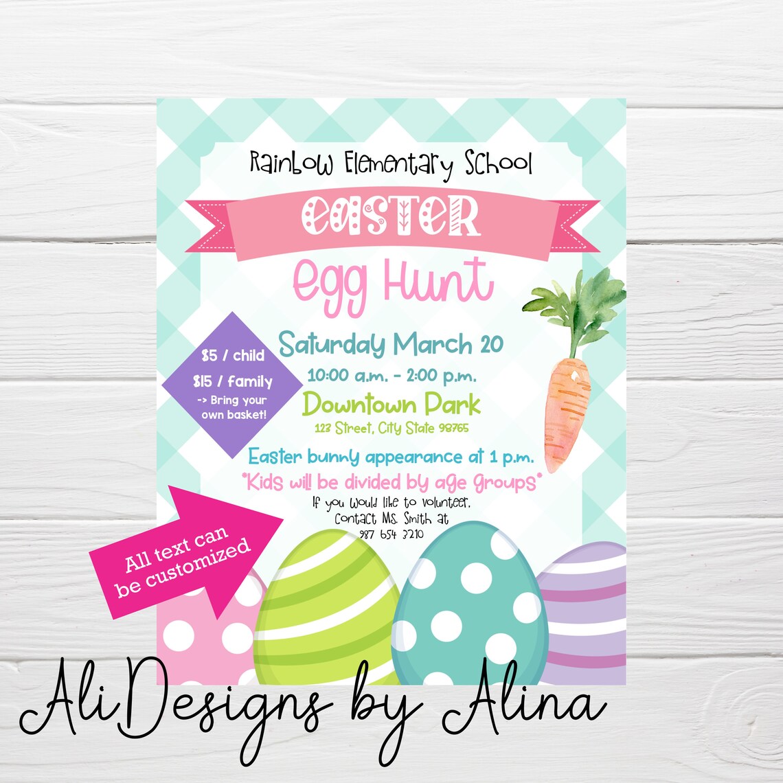Easter Egg Hunt EDITABLE Flyer Template Printable Take Home - Etsy ...
