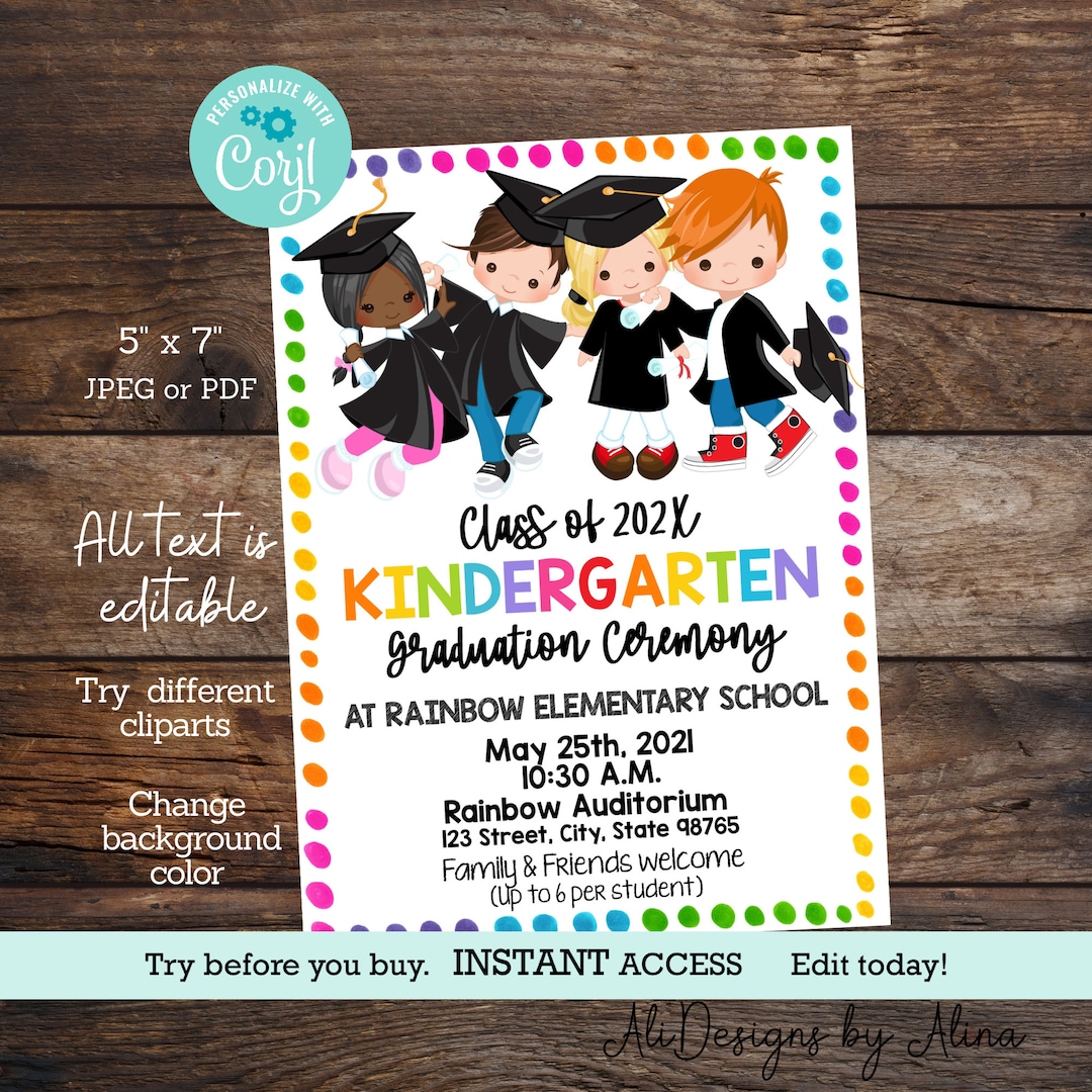 Graduation Ceremony Invitation, EDITABLE Template, DIGITAL DOWNLOAD ...
