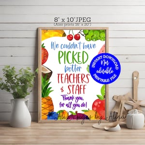 We Couldn't Have Picked Better Teachers and Staff PRINTABLE Sign ...