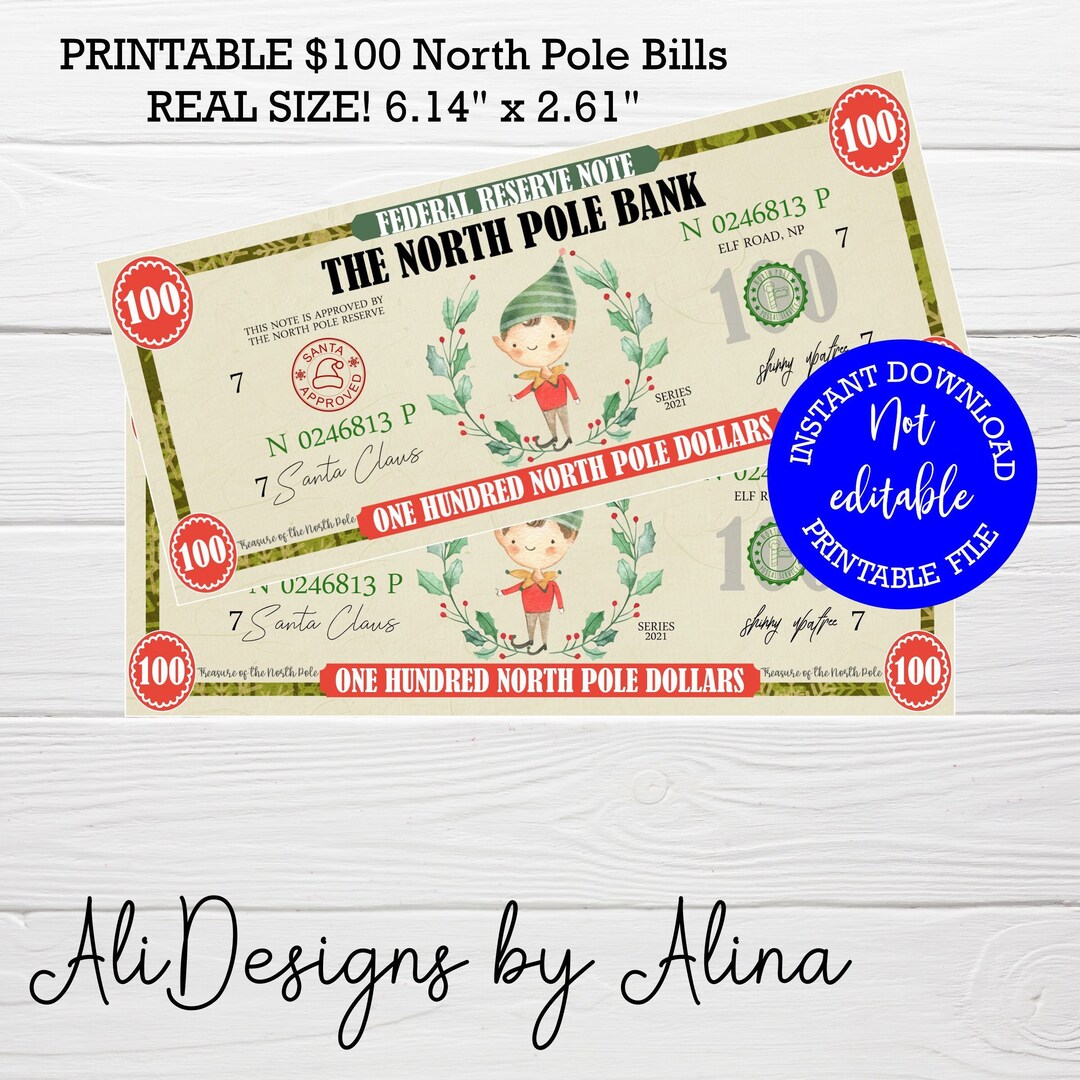 PRINTABLE Santa Money, North Pole Dollars, Funny Money, Holiday Games ...