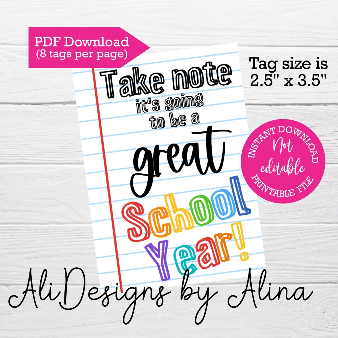 Back to School Gift Tags, Take Note, Pen Marker Notepad Gift, Welcome ...