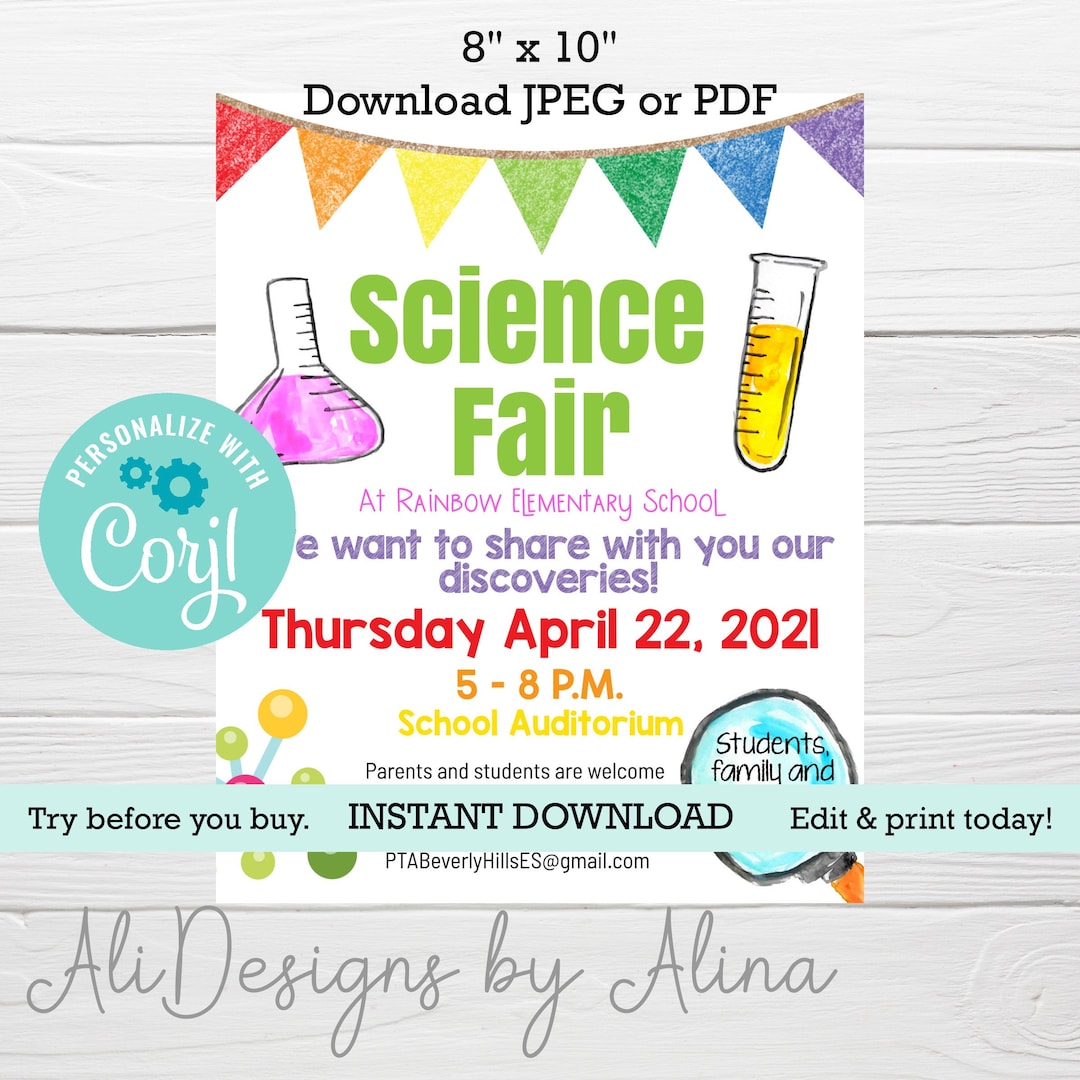 Science Fair Editable Flyer, PRINTABLE Template for School Event ...