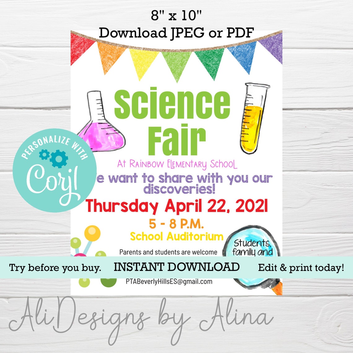 Science Fair Editable Flyer PRINTABLE Template for School | Etsy