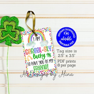 Cerealsly Lucky to Have You as a Friend PRINTABLE Tags, Instant ...