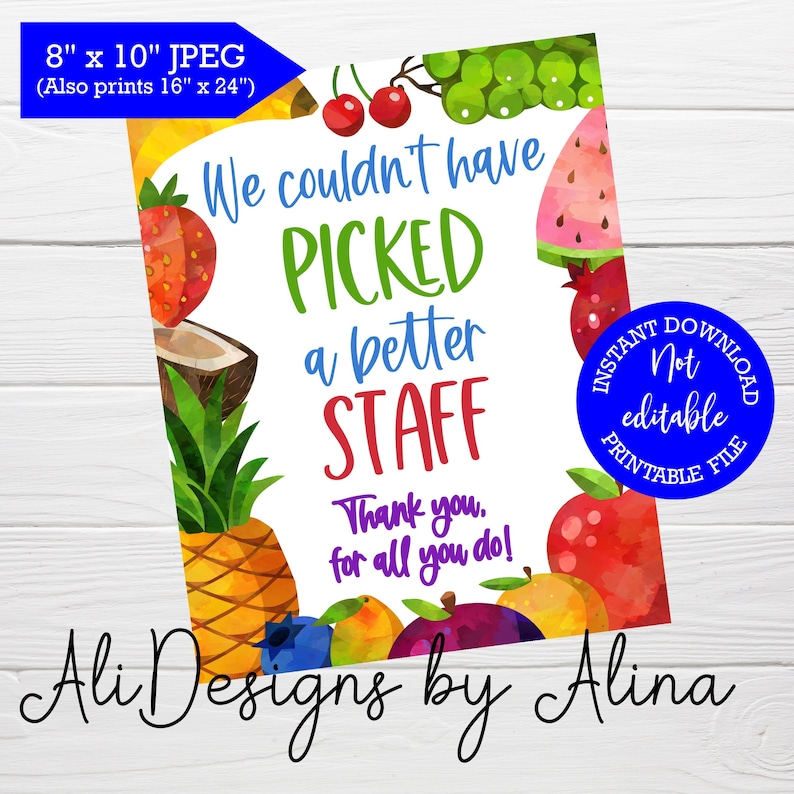 Staff Appreciation Sign INSTANT Download Morale Booster - Etsy
