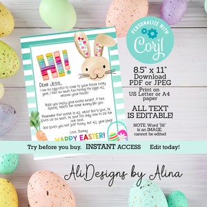 Personalized Letter From Easter Bunny EDITABLE Template Easter Basket ...