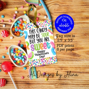 Valentine's Day Tag for Sour Candy, Kids Valentine Cards, Don't Be Sour ...