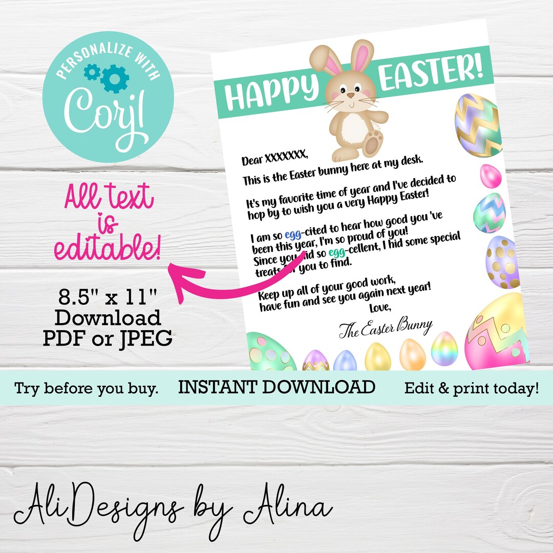 Editable Letter From the Easter Bunny, Personalized Letter From the ...