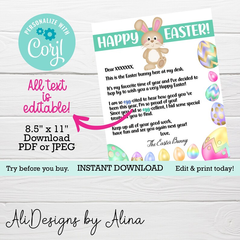 Editable Letter From the Easter Bunny Personalized Letter - Etsy