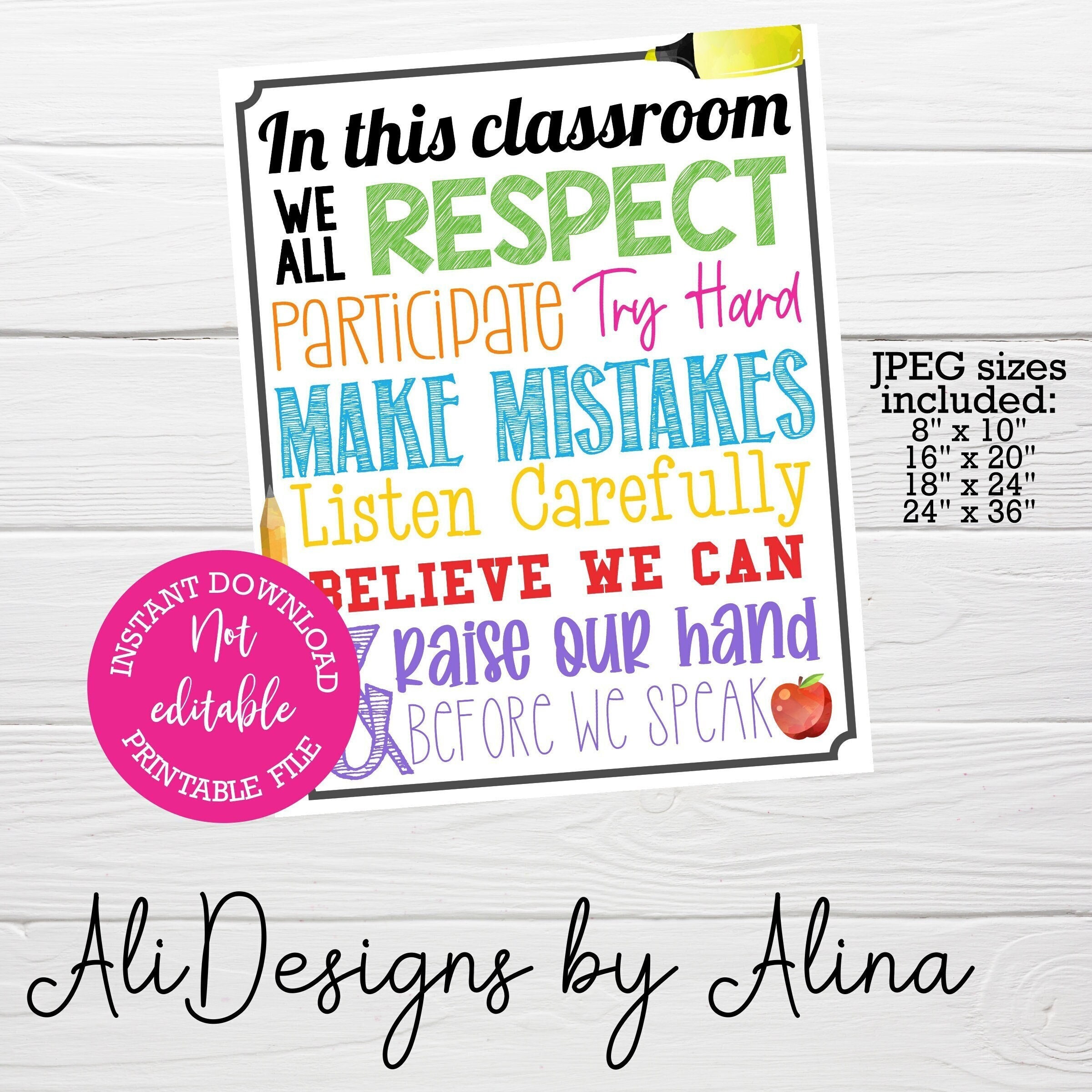 Classroom Respect Sign