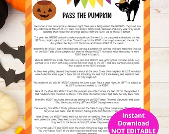 Pass the Pumpkin Printable Halloween Left Right Game, Fun Activities ...