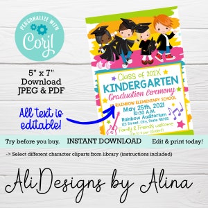 Graduation Bundle, EDITABLE Templates, Digital Invitation, Commencement ...
