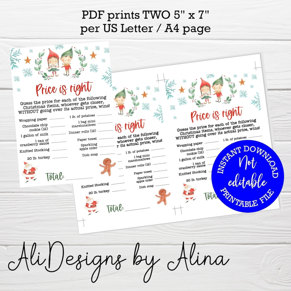 The Price is Right PRINTABLE Game Christmas Edition INSTANT - Etsy