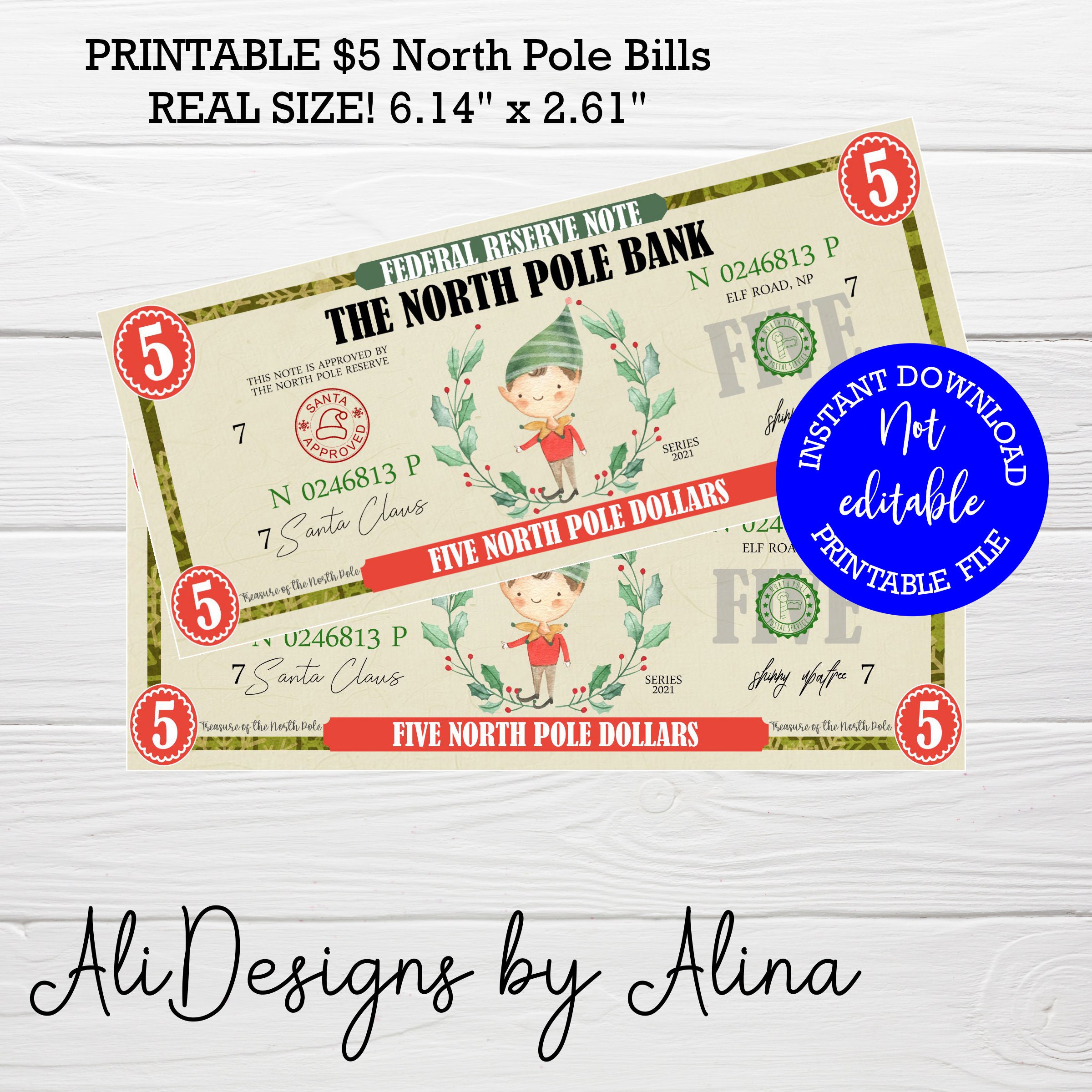 PRINTABLE Elf Money Dollar Bills Boy Elf Money Girl Elf | Etsy