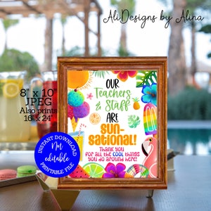 Sunsational Teachers and Staff, Appreciation Week, Printable Sign ...