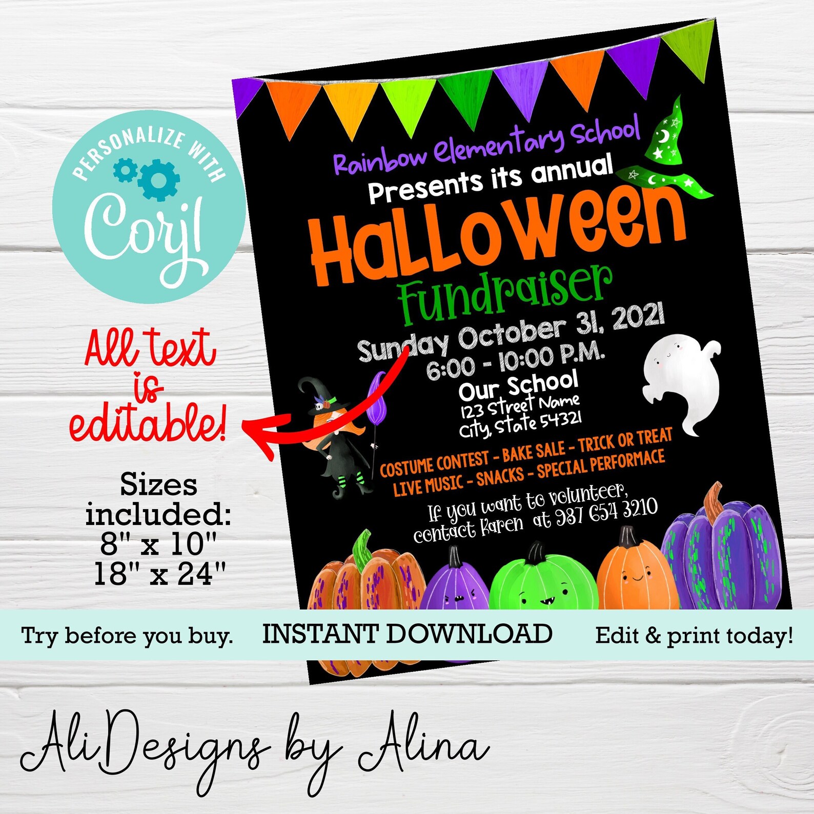 Halloween Fundraiser Flyer EDITABLE Template Halloween Movie - Etsy