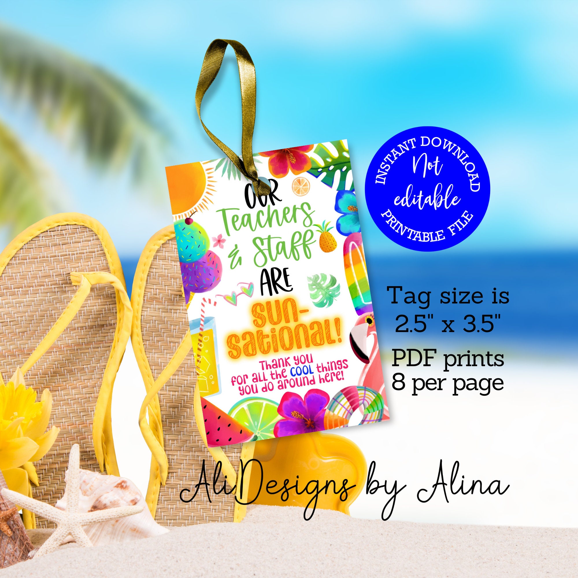 Sunsational Teachers and Staff, Printable Appreciation Tags, Teacher ...