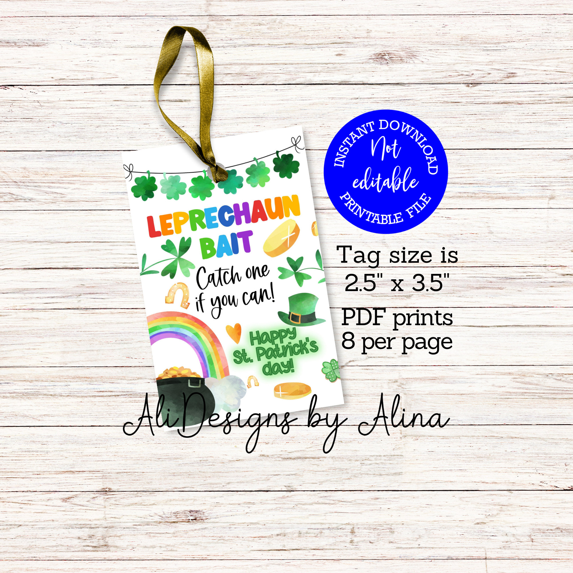 Leprechaun Bait PRINTABLE Tag, St Patricks Day Tag, Gift for Classmate ...
