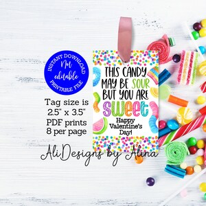 Valentine's Day Tag for Sour Candy, Kids Valentine Cards, Don't Be Sour ...