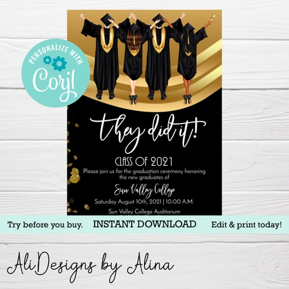 Graduation Ceremony Invitation Digital Download Template | Etsy