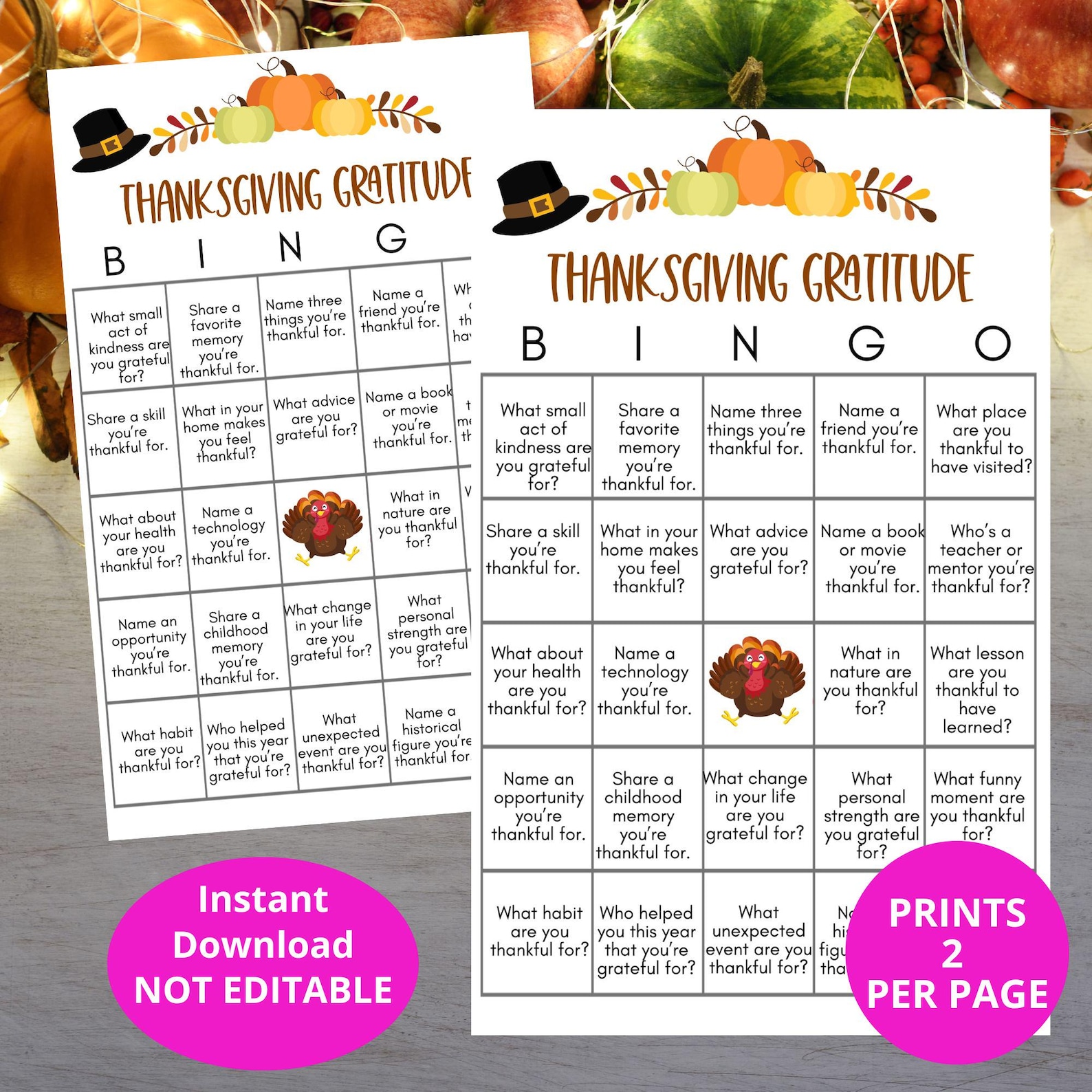 Printable Thanksgiving Gratitude Bingo | Autumn Family Game | Gratitude ...