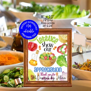 Salad Bar Sign Lettuce Show Our Appreciation Teacher Week, Appreciation ...
