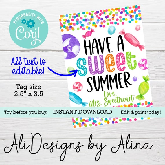 Have a Sweet Summer EDITABLE Tags Instant Download Tags for - Etsy